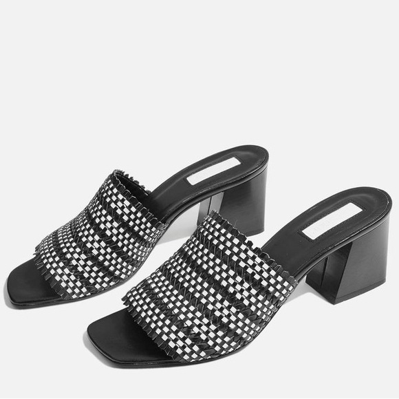 Topshop | Shoes | New Topshop Nadia Woven Open Toe Block Heel Mules ...